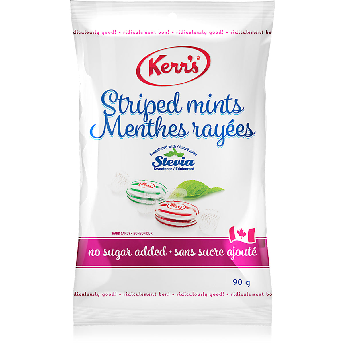 No Sugar Added Striped Mints with Stevia – Kerr's Candy